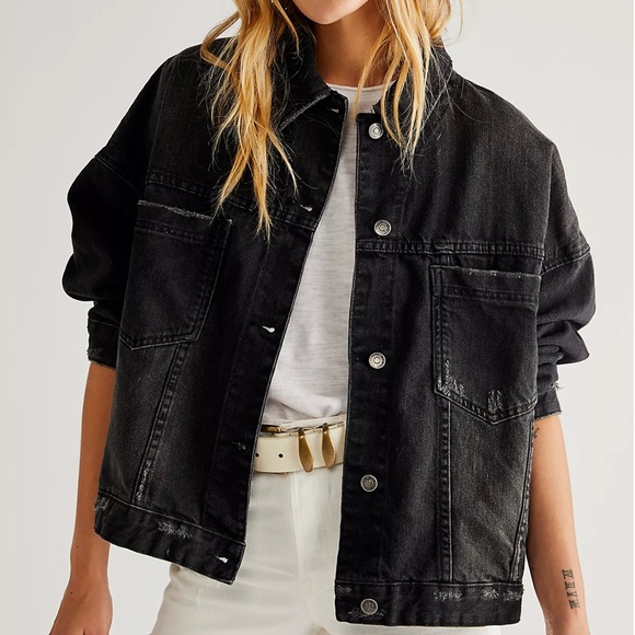 Free People | Jackets & Coats | Nwt Free People We The Free Denim Black ...